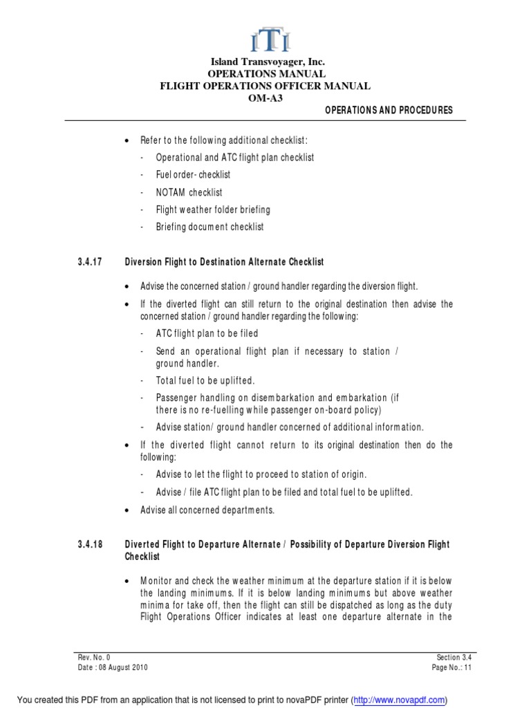 Diversion Flight Checklist Procedures | PDF | Air Traffic Control ...