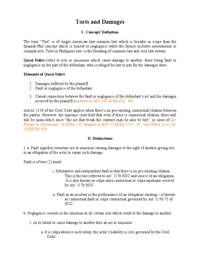 Torts and Damages | PDF | Tort | Negligence