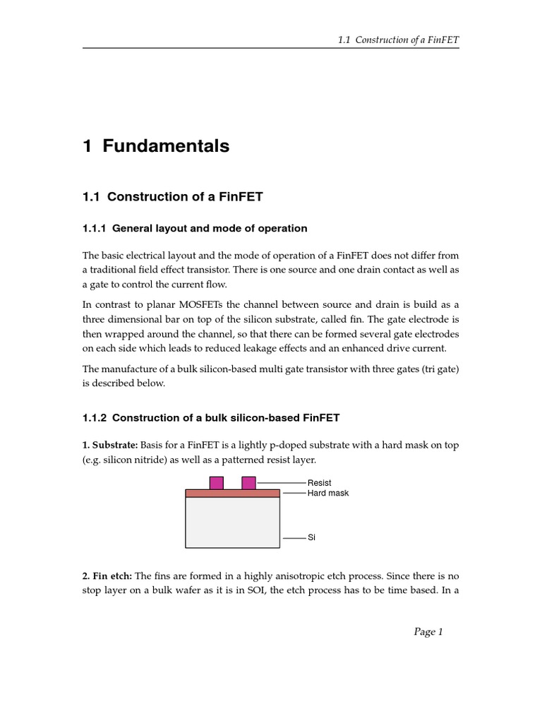 Fundamentals - Construction of A FinFET PDF | PDF | Field Effect ...