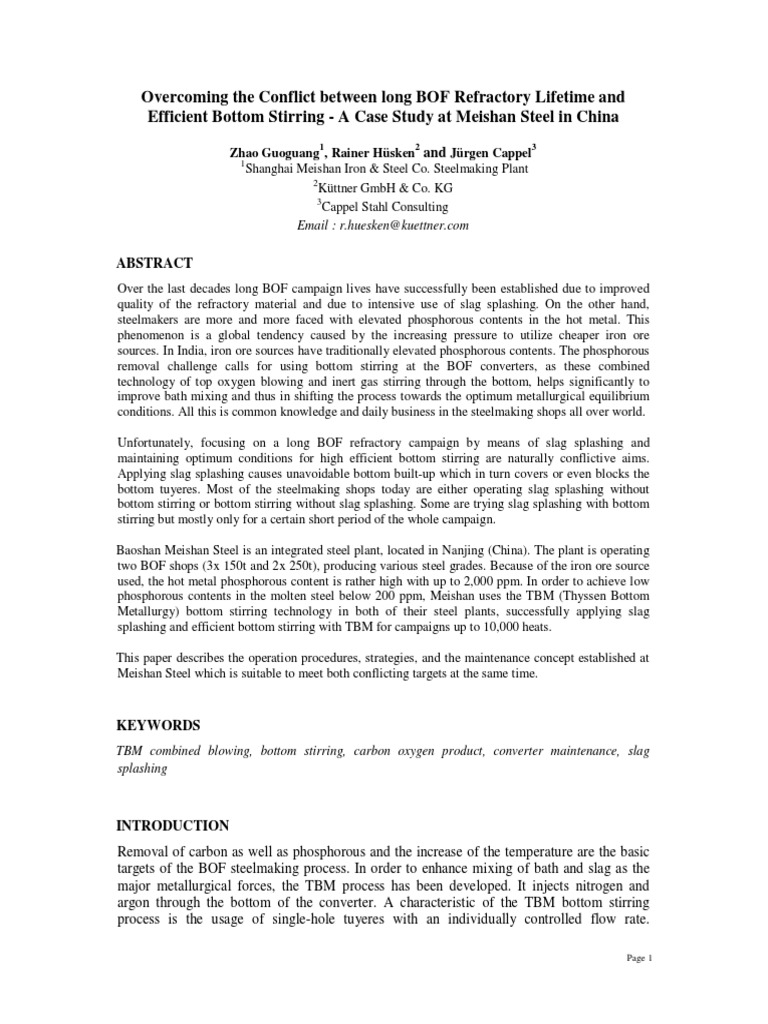 Balancing Long BOF Refractory Lifetime and Efficient Bottom Stirring ...