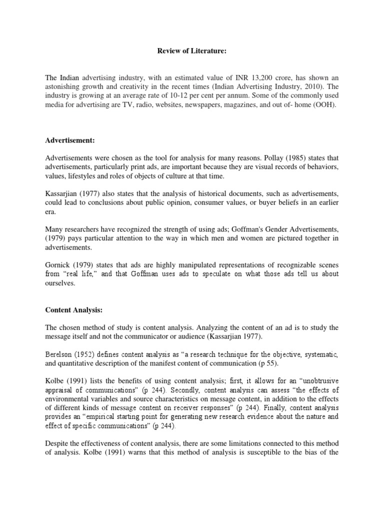 Review of Literature For Advertisement | PDF | Advertising | Cognition