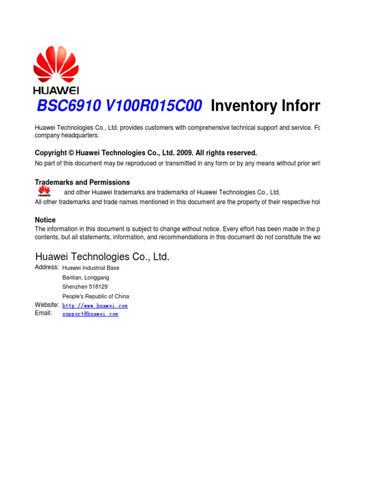 BSC6910 GSM V100R015C00SPC500 Inventory Information List 02 (2013!04!28 ...