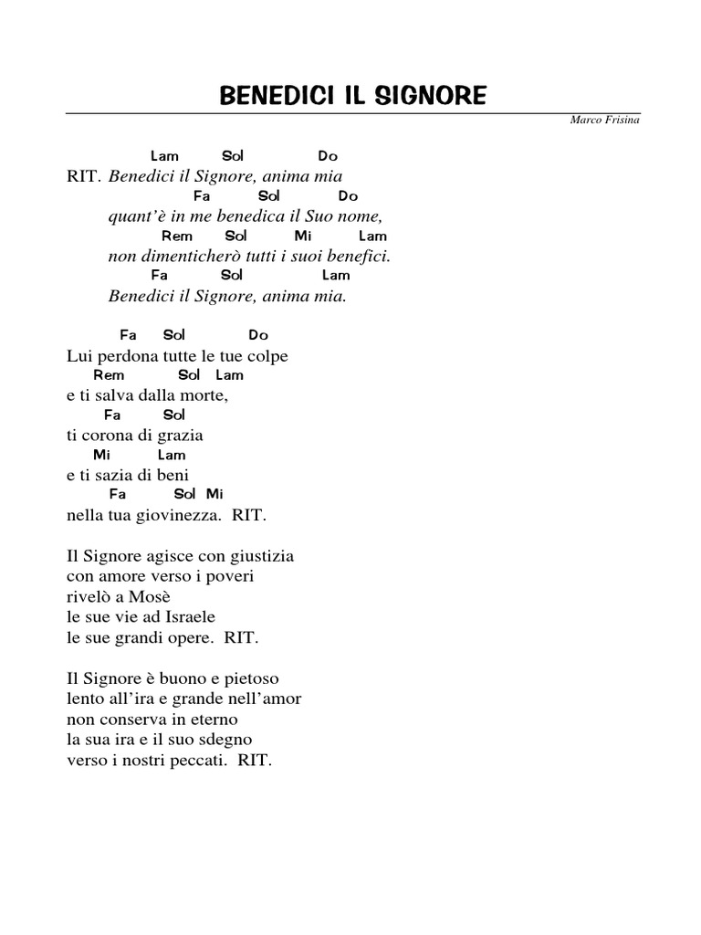 Benedici Il Signore - Frisina | PDF