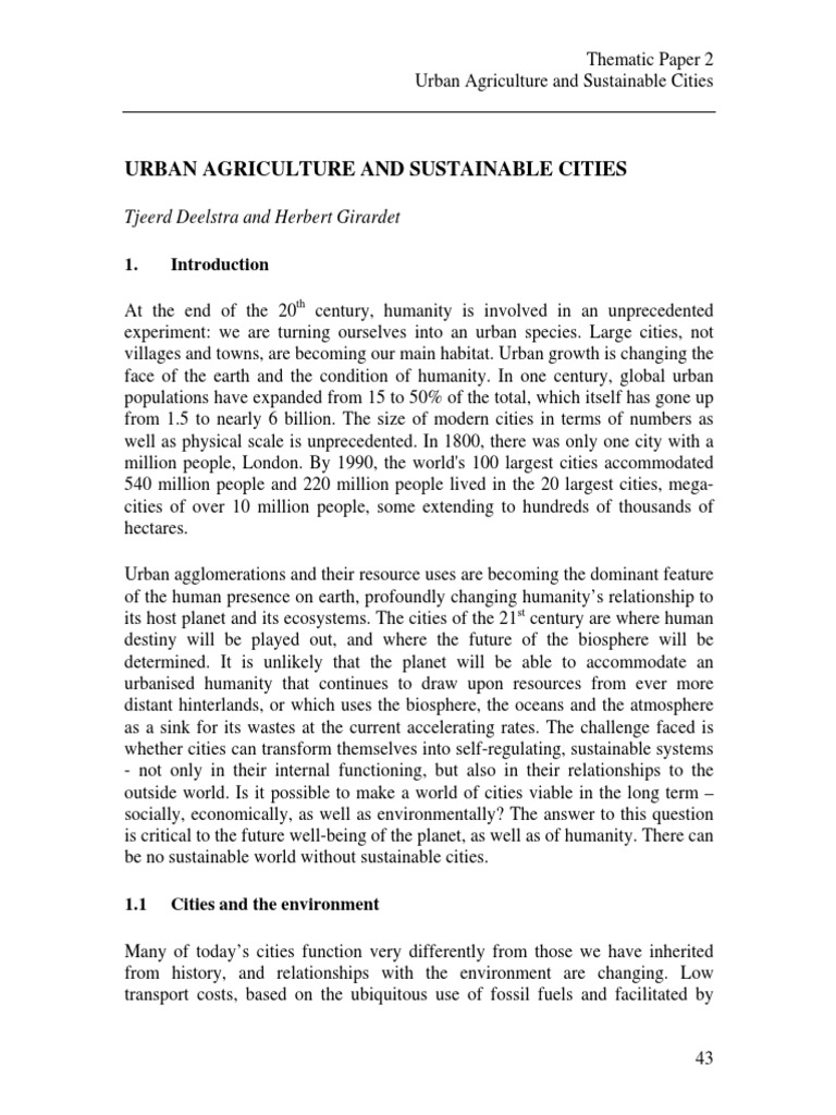 Urban Agriculture and Sustainable Cities | PDF | Water Resources ...