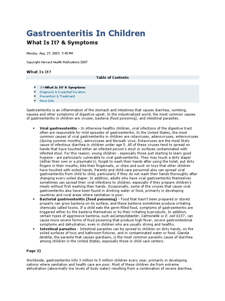 Gastroenteritis in Children | PDF | Foodborne Illness | Diarrhea