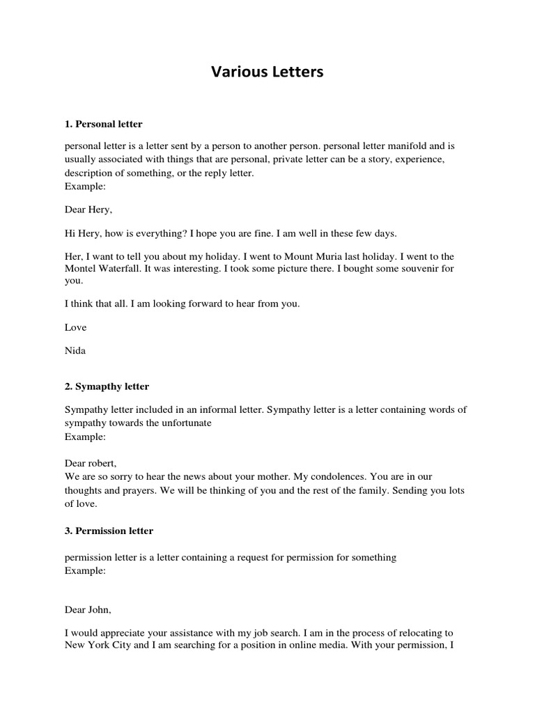 Various Letters: 1. Personal Letter | PDF | Email | Mail