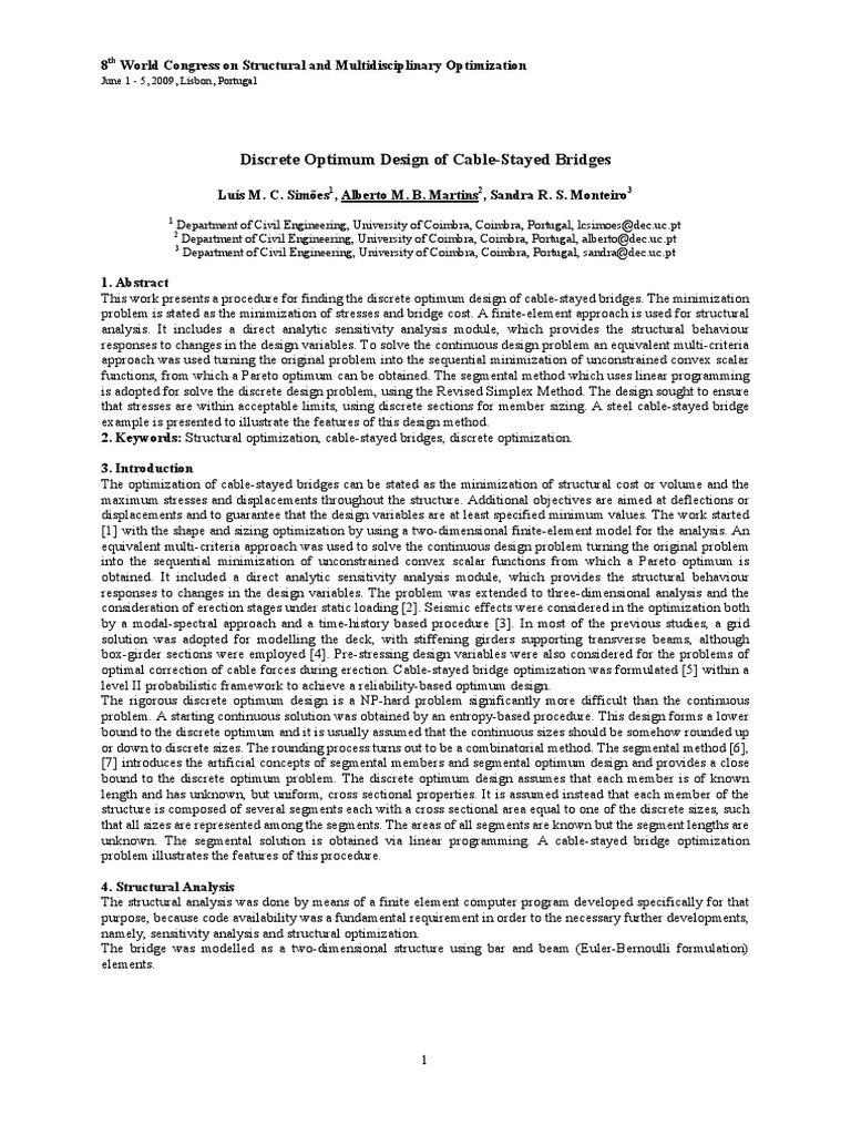 Discrete Optimum Design of Cable-Stayed Bridges | PDF | Mathematical ...
