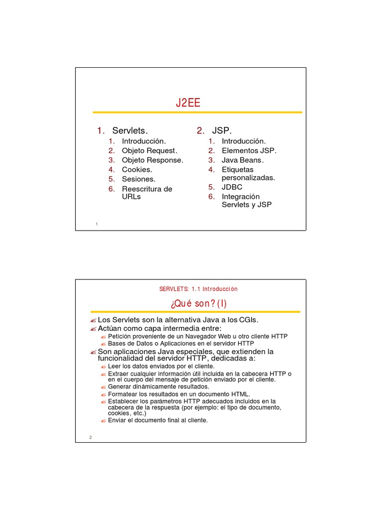 Diapositivas Servlets y JSP | PDF | Páginas del servidor Java | Servidor web
