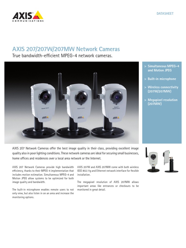 AXIS 207/207W/207MW Network Cameras | PDF | Camera | Pixel