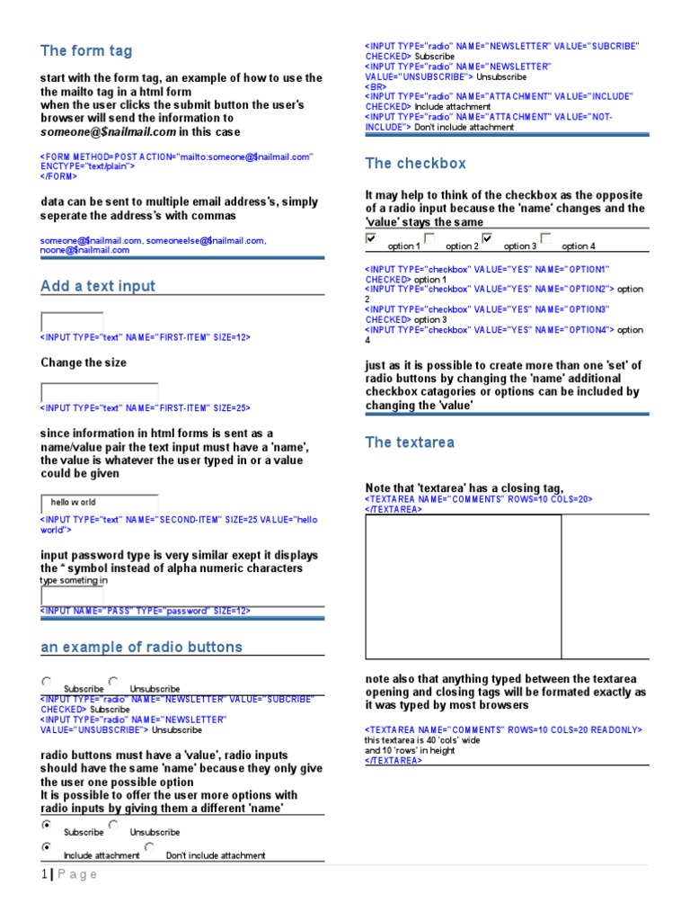The Form Tag | PDF | Information Technology Management | World Wide Web