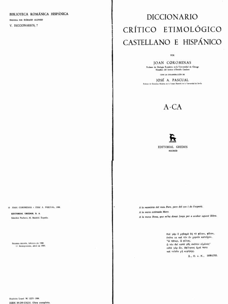 Diccionario Etimologico a-CA | PDF