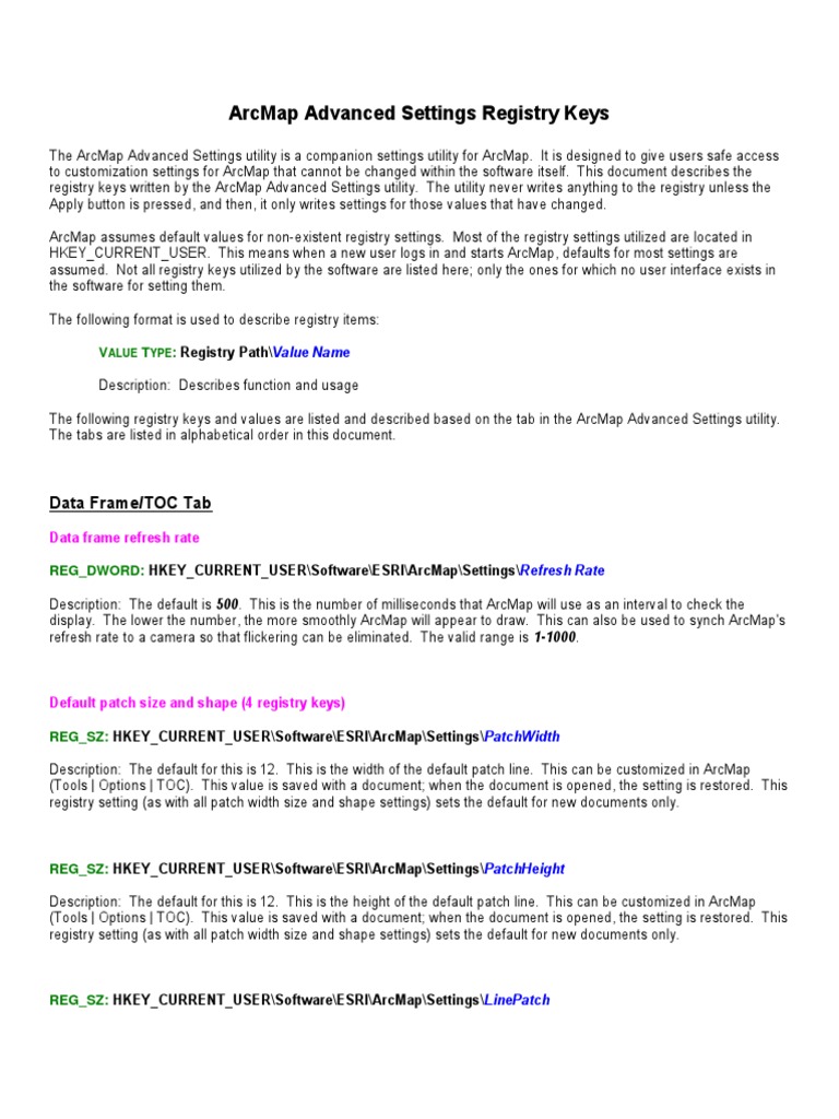 ArcMap Registry Key Guide | PDF | Computer Monitor | Windows Registry