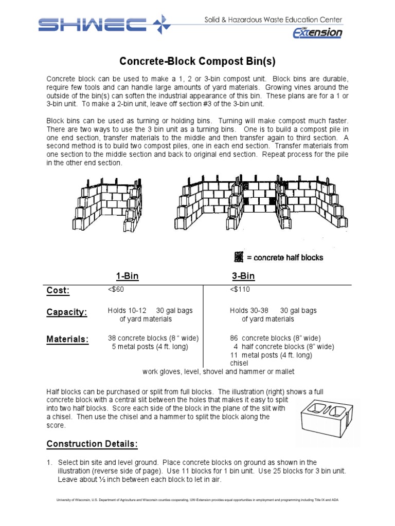 Concrete Block Compost Bin | Download Free PDF | University Of ...