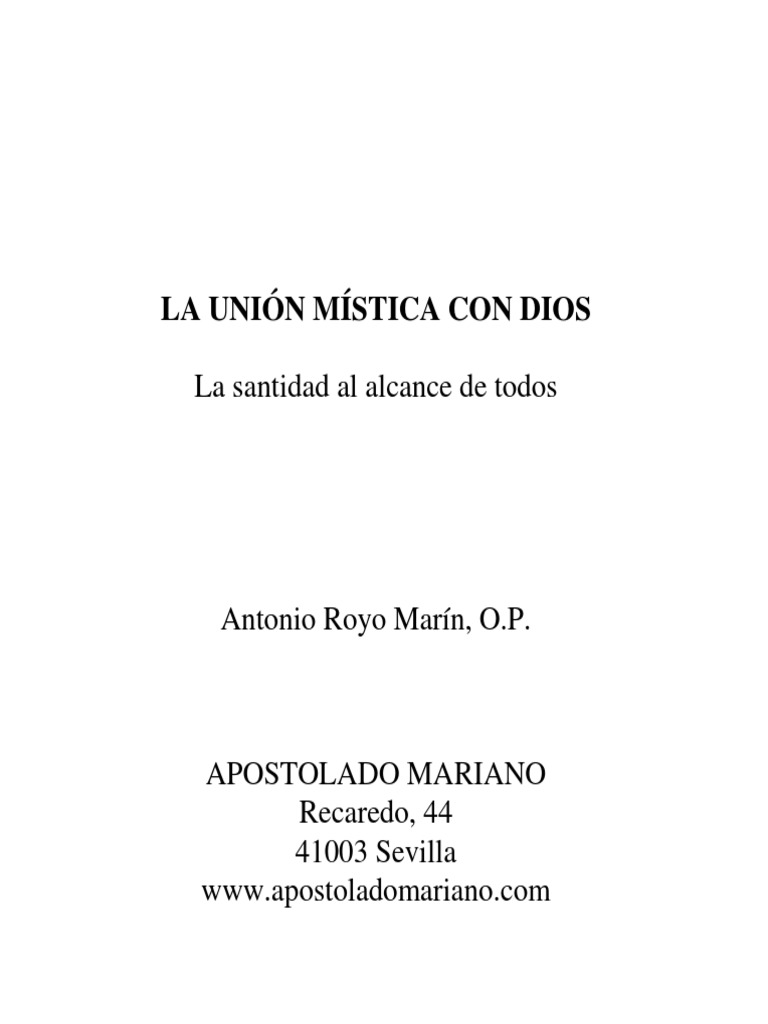 La Union Mistica Con Dios P Royo Pdf