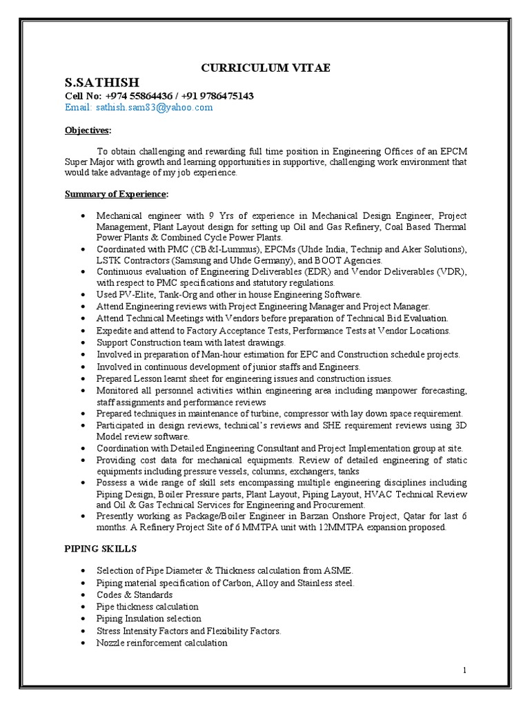 General Sample Resume | PDF | Boiler | Engineering