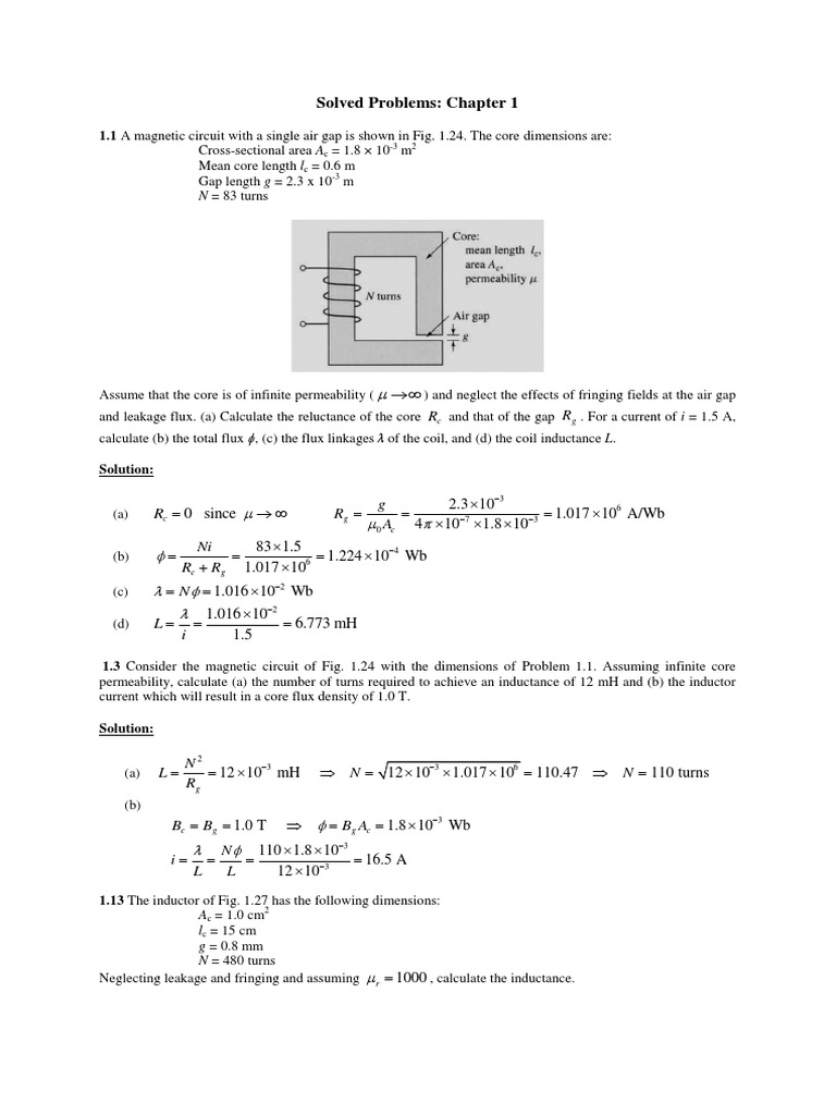 Solved Problems Ch1 | PDF | Inductor | Inductance