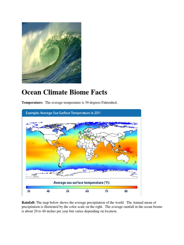 Ocean Climate Biome Facts: Temperature: The Average Temperature Is 39 ...