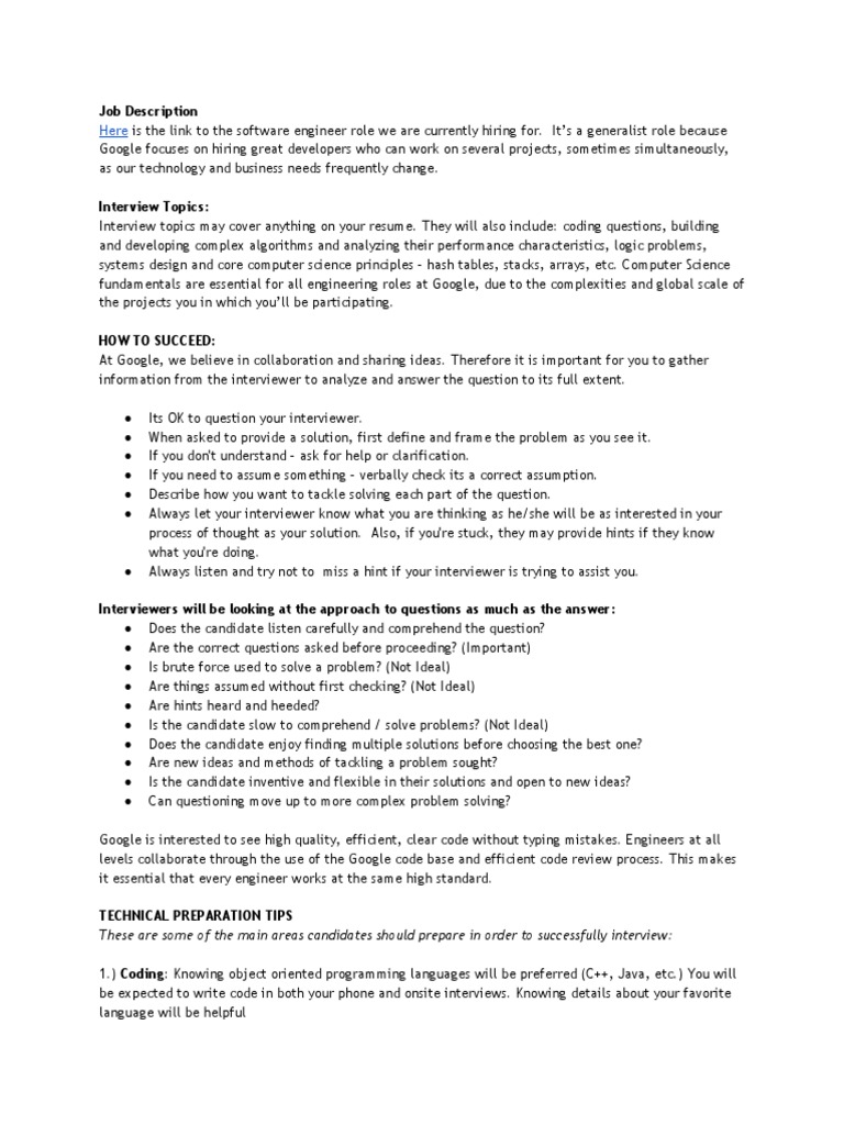 Google Interview Preparation | PDF | Computer Programming | Algorithms