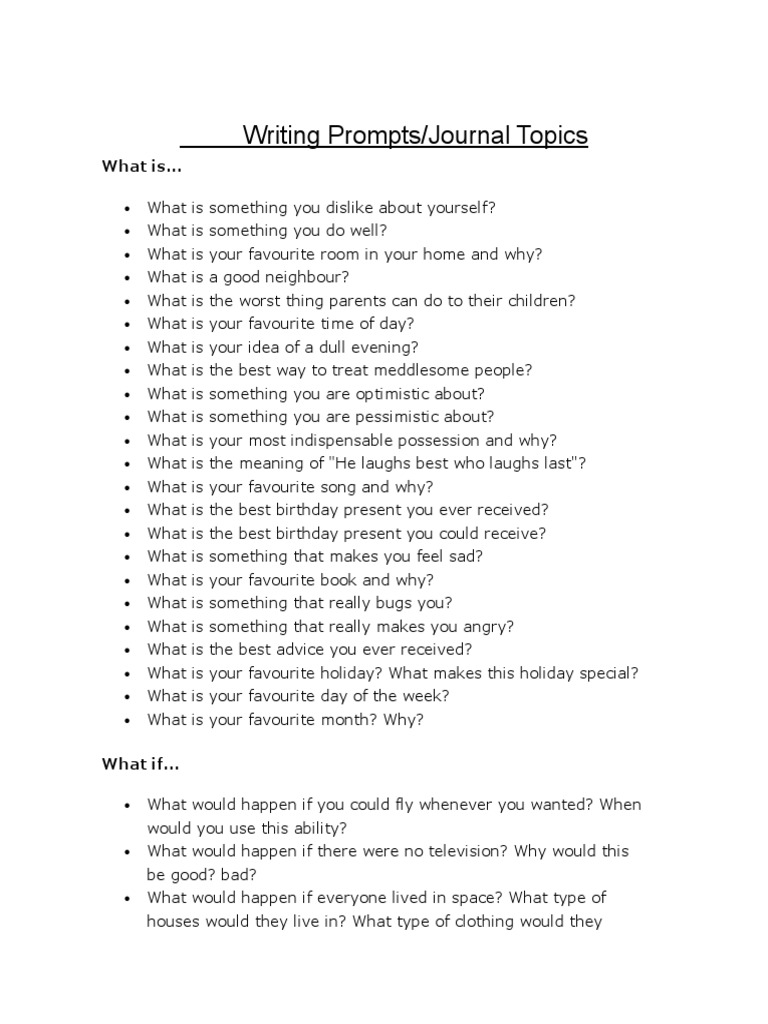 1001 Writing Prompts | PDF