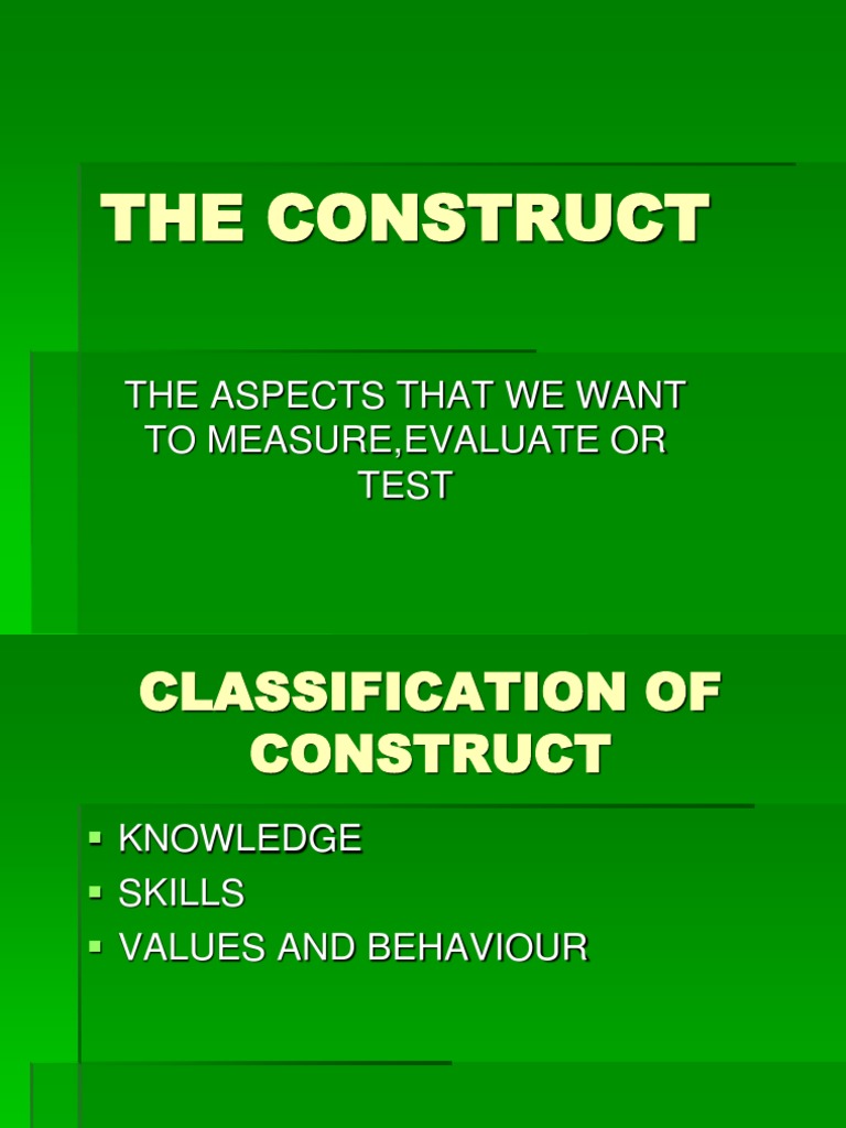The Construct: The Aspects That We Want To Measure, Evaluate or Test ...