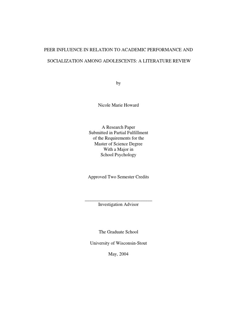 Thesis On Peer Influence in Relation To Academic Performance | PDF ...