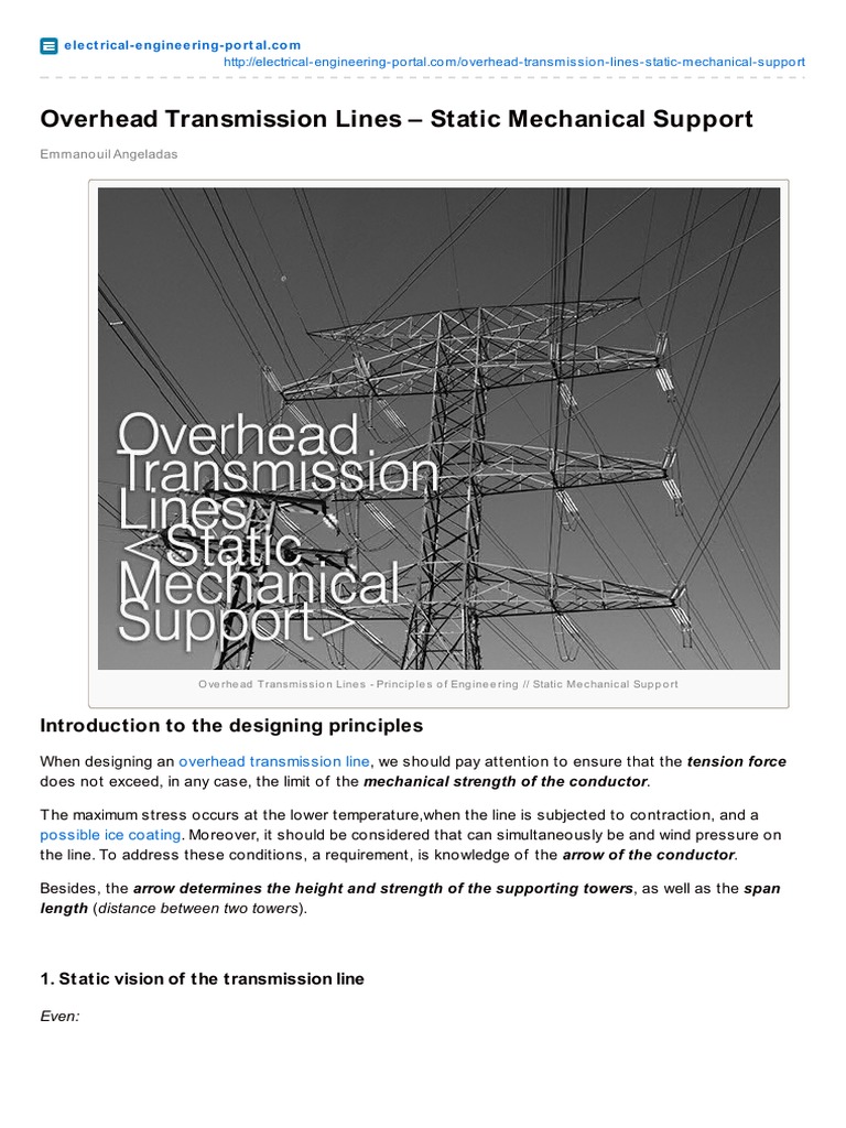 Overhead Transmission Lines Static Mechanical Support | Electric Power ...