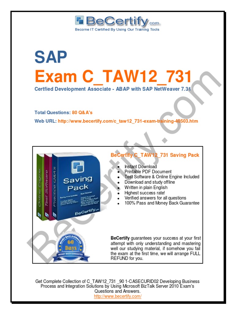 Exam C - Taw12 - 731: Certfied Development Associate - Abap With Sap ...