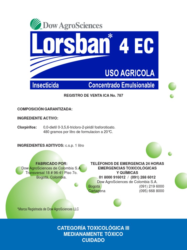 Lorsban 4EC | PDF | Plaga (organismo) | Agua
