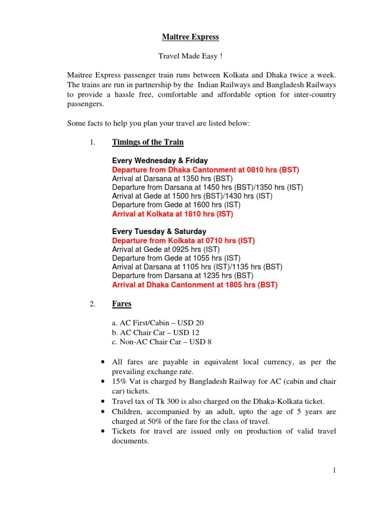 Maitree Express Facts | PDF | Rail Transport | Transport