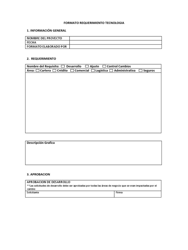 Formato de Requerimientos Tecnologia A | PDF