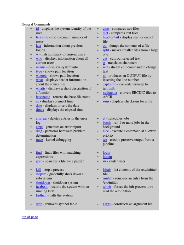 AIX Commands | PDF | File System | Computer File