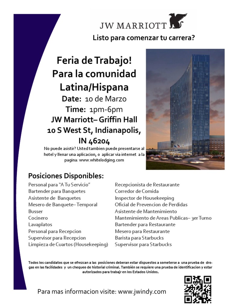 JW Marriott Job Fair - Flyer Pub ESPANOL | PDF | Crecimiento personal y ...
