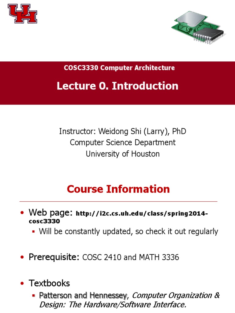 Lecture 0. Introduction: Instructor: Weidong Shi (Larry), PHD Computer ...
