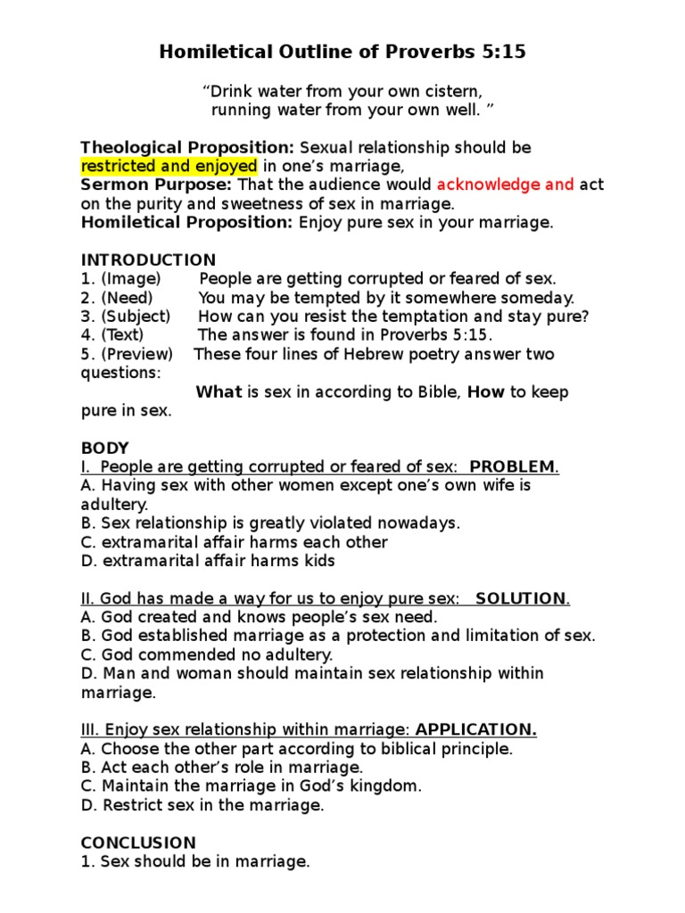 Homiletical Outline of Proverbs 5:15 | PDF | Abrahamic Religions ...