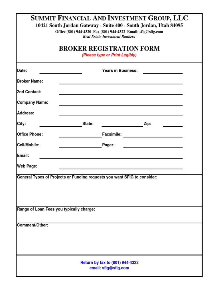 Broker Registration for SFIG | PDF