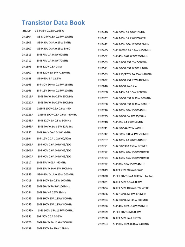 Transistor Data Book. | PDF | Semiconductors And Active Components | Books