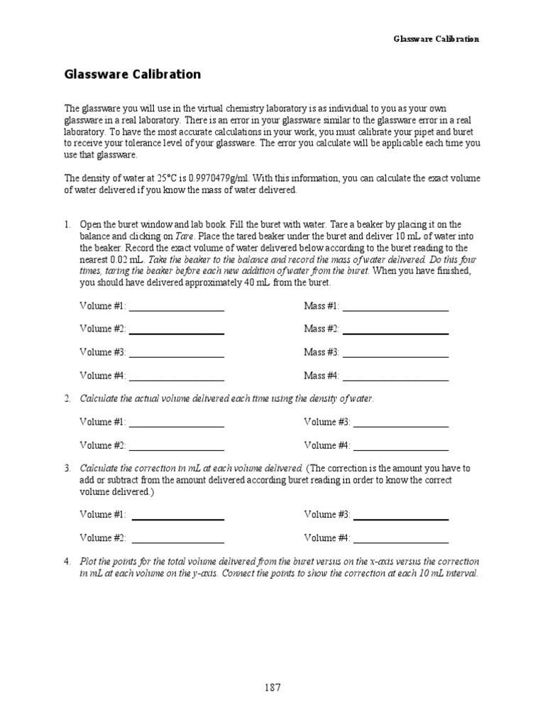 Glassware Calibration | PDF | Volume | Weighing Scale