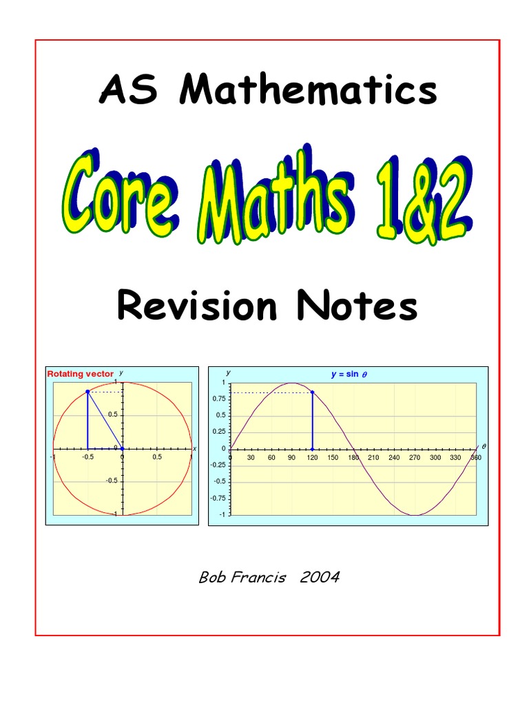 Revision Notes Covering Key AS Mathematics Topics Including Algebra ...