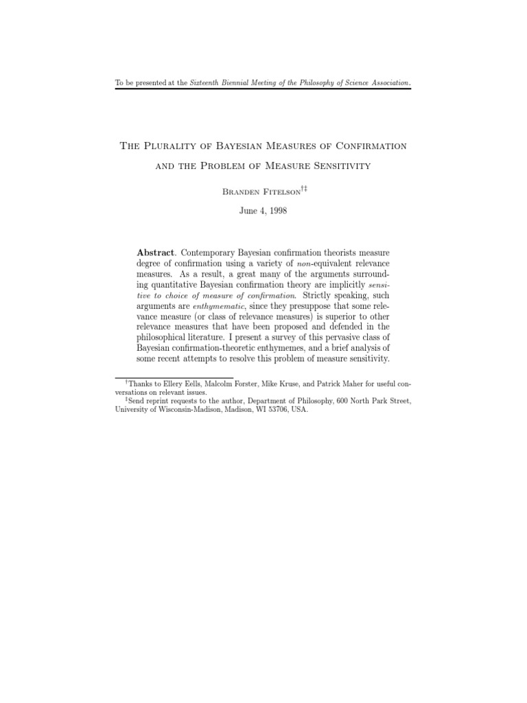 The Plurality of Bayesian Measures of Confirmation | Download Free PDF ...