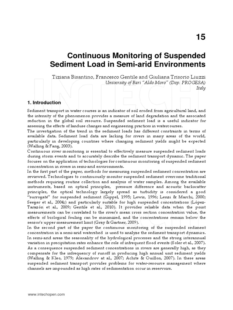 Continuous Monitoring of Suspended Sediment Load in Semi-Arid ...