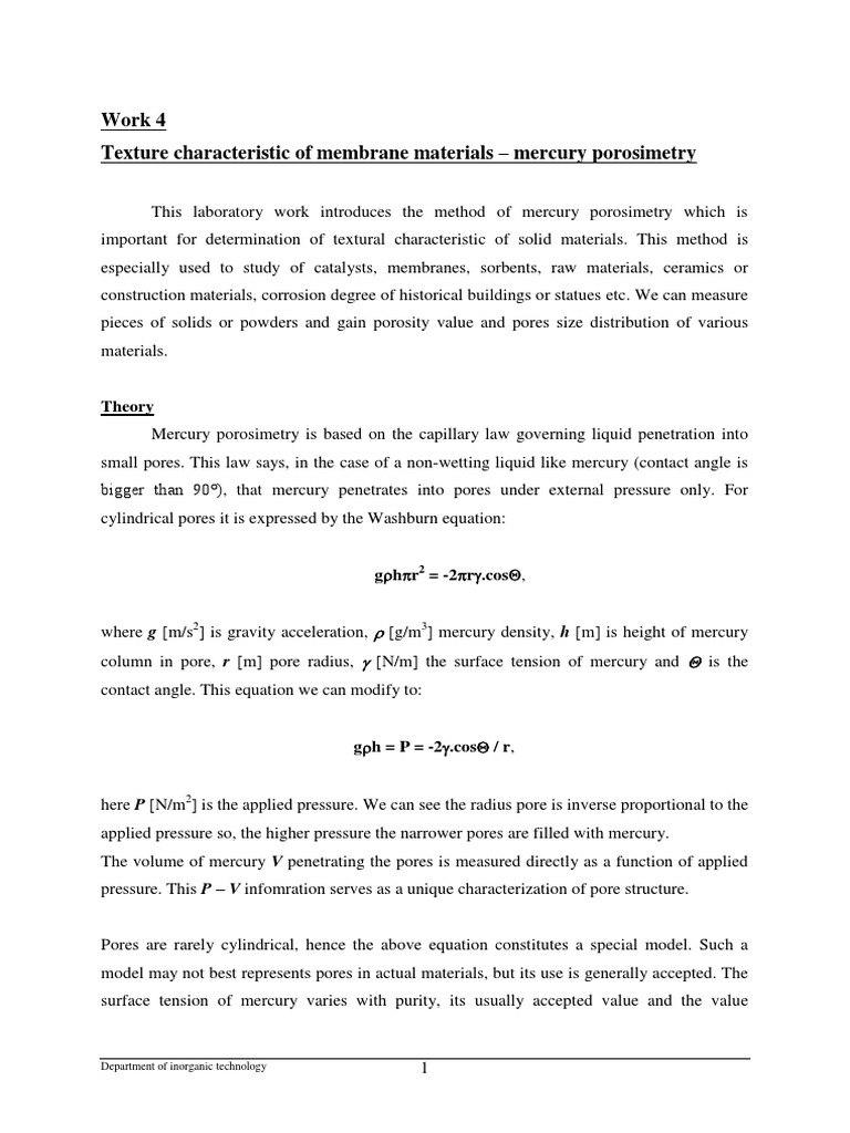 Characterizing Pore Structure Through Mercury Porosimetry | PDF ...