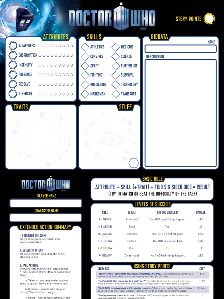 Doctor Who Character Blank Sheet | PDF | Role Playing Games | Tabletop ...