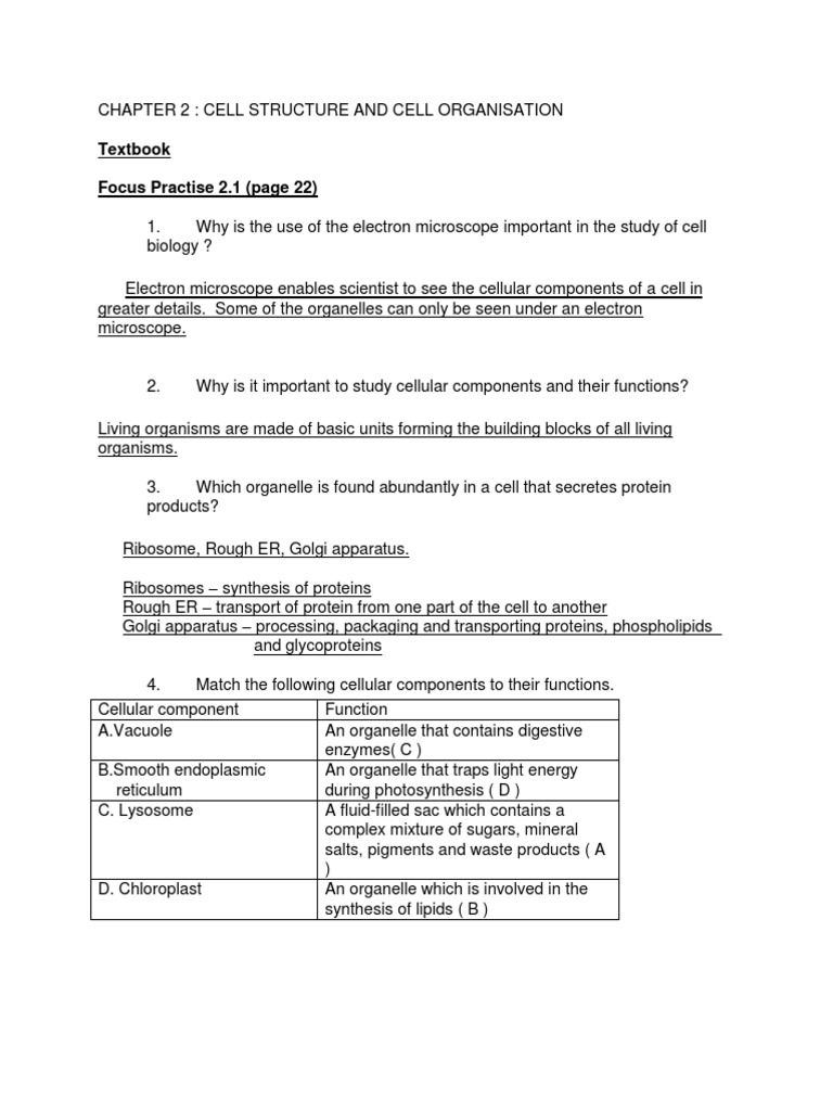 textbookCHAPTER 2 Exercise | PDF | Tissue (Biology) | Cell (Biology)