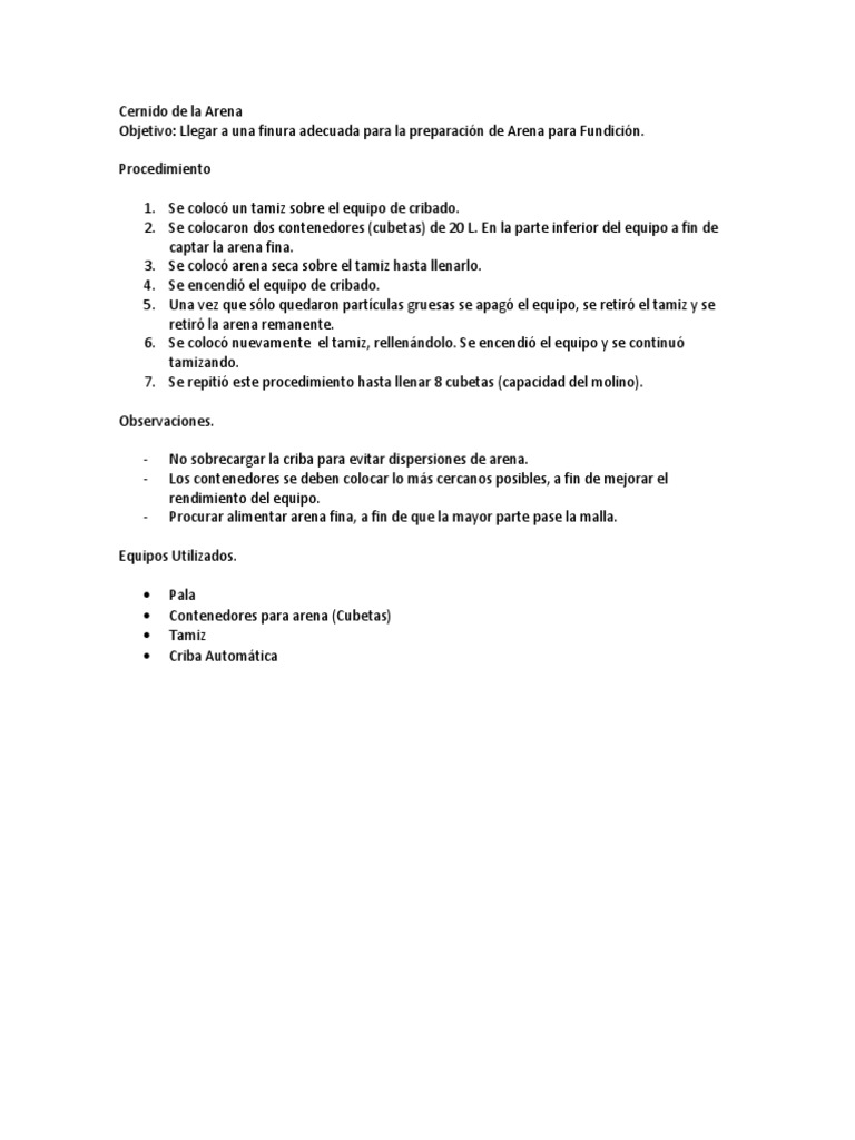 Cernido de La Arena | PDF