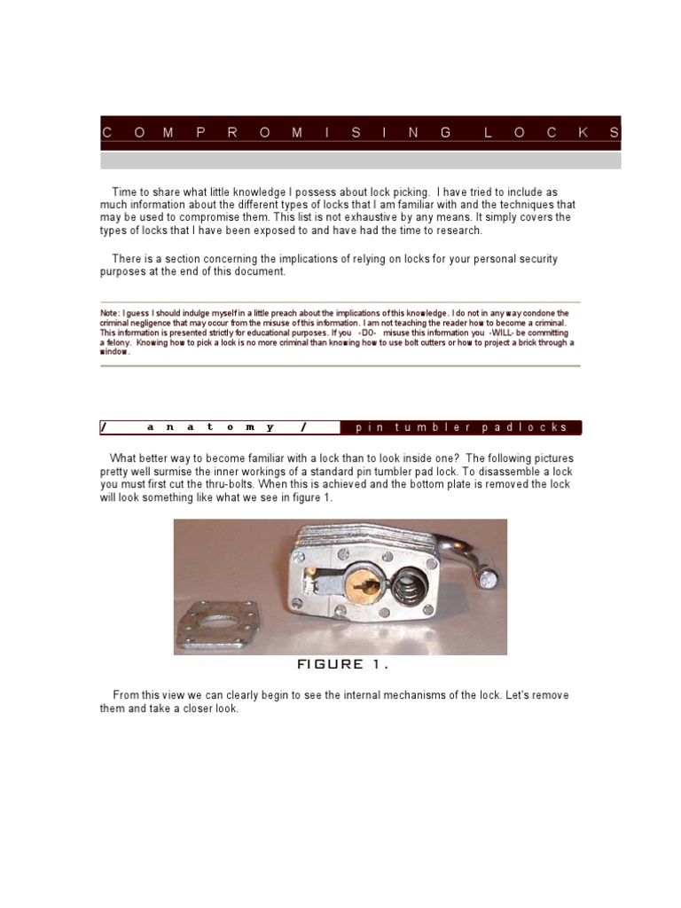 Compromising Locks | PDF | Games & Activities | Home & Garden