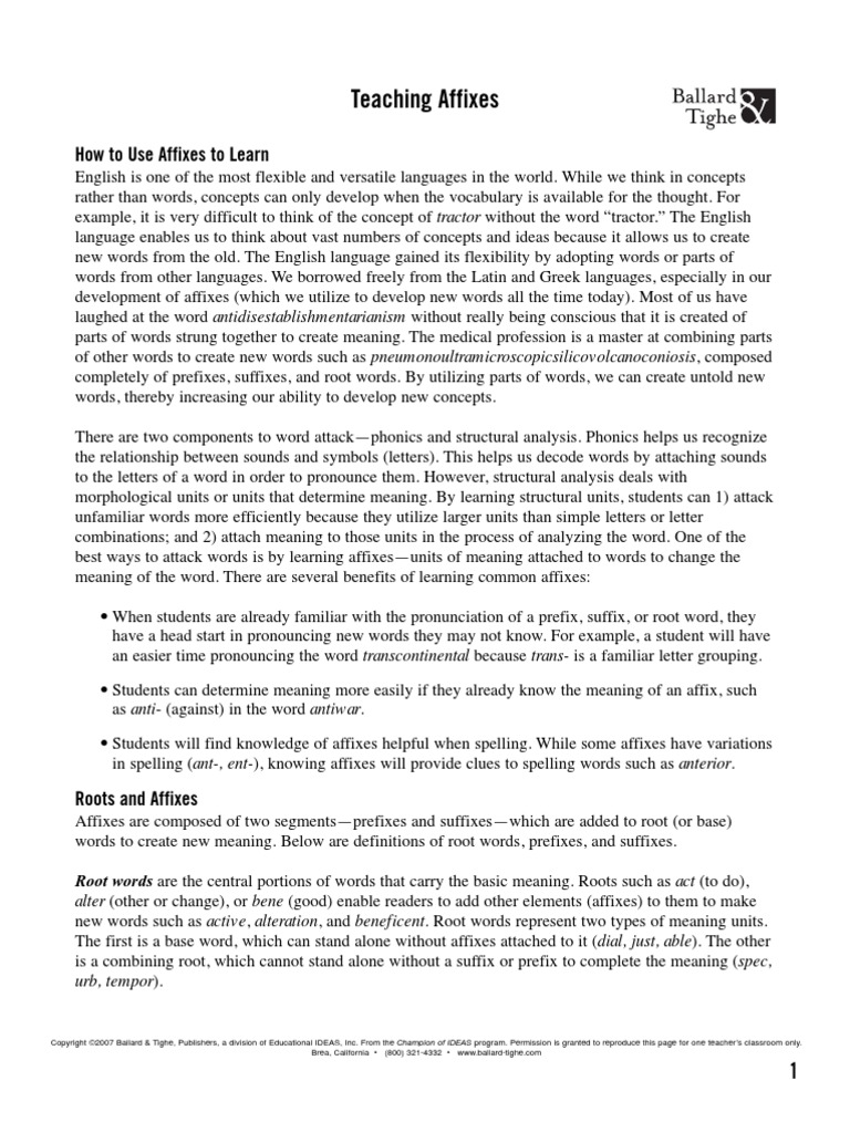 Teaching Affixes | PDF | Morphology | Syntax