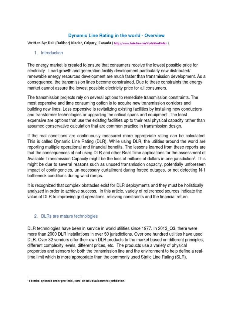 Dynamic Line Rating in The World - Overview | PDF | Electric Power ...