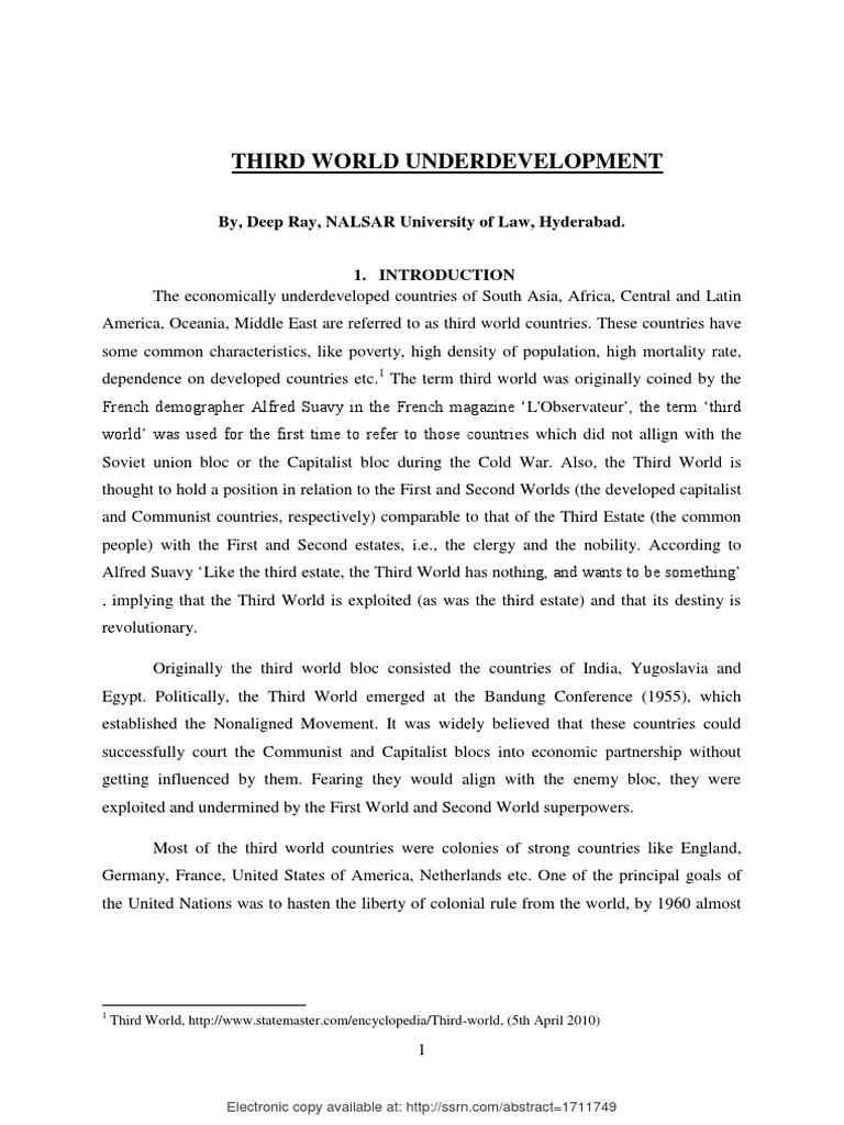 Exploring the Modernization and Dependency Theories of Third World ...