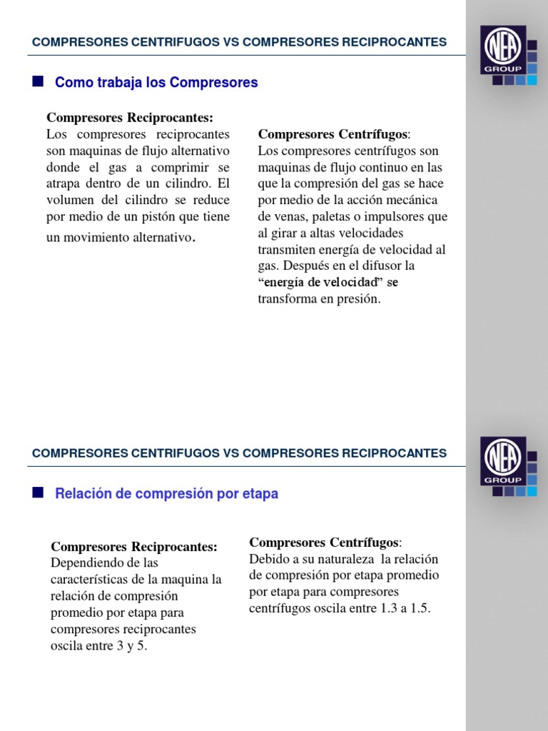 Comparativa de Compresores Reciprocantes y Centrífugos | PDF ...