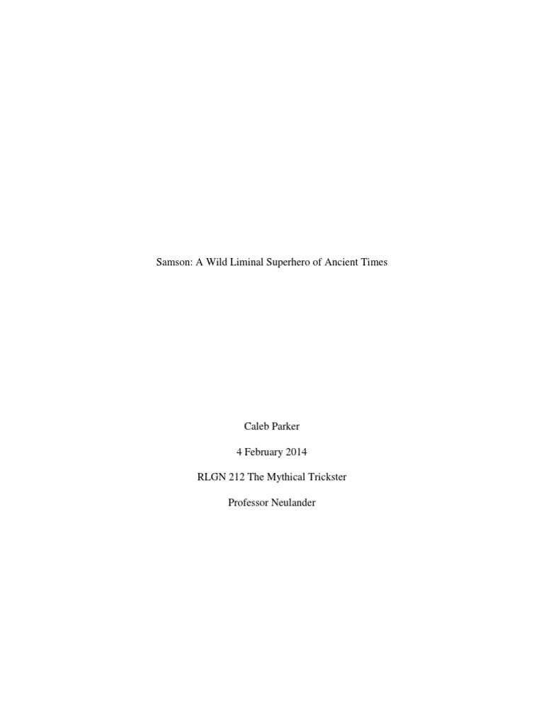 Biblical Samson: Trickster, Culture Hero, & Wild Man | PDF | Samson ...